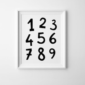 Numbers Printable Monochrome Nursery Decor Playroom - Etsy