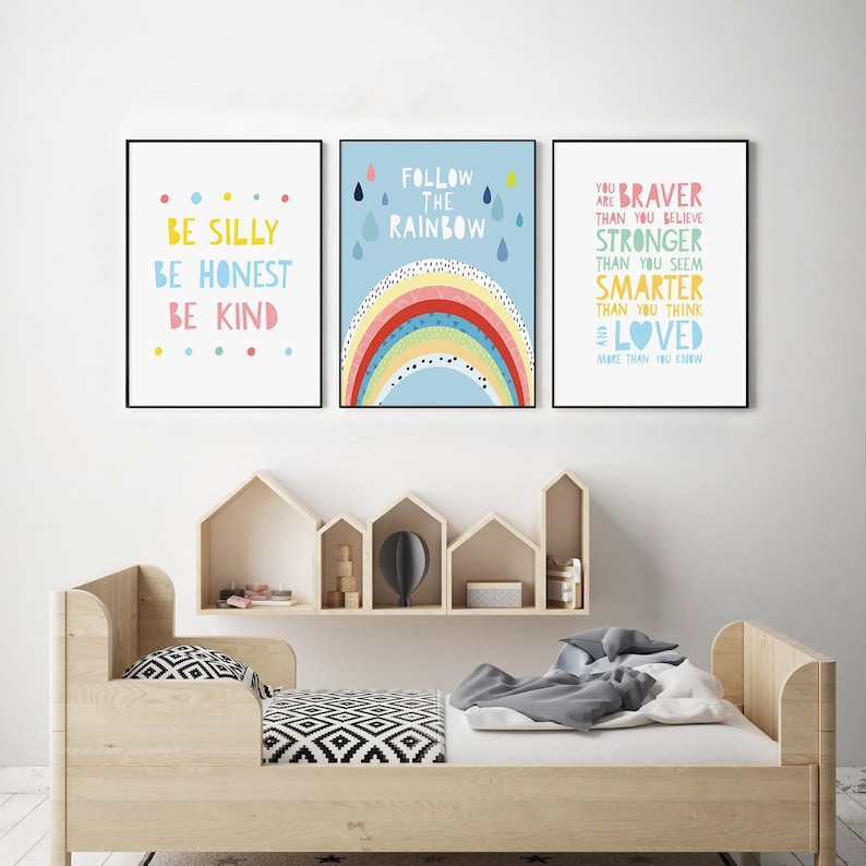 Nursery wall art set kids room poster Scandi kids posters | Etsy