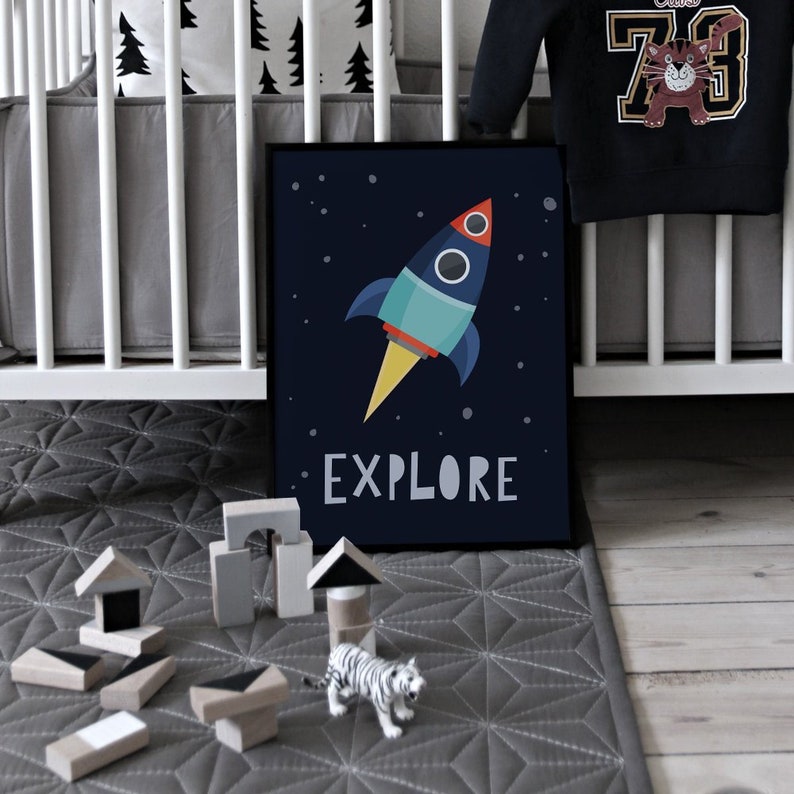 Boys Nursery Decor Rocket Wall Art Kids Room Decor Boys | Etsy