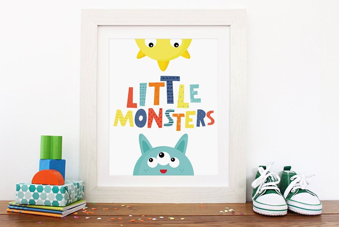 Little Monsters Nursery Printable Blue Nursery Print Baby - Etsy