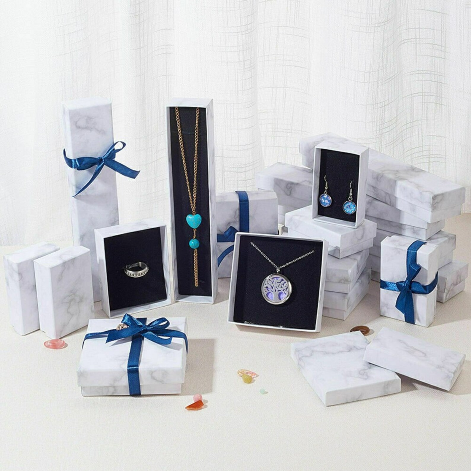 Square Marble Print Jewellery Gift Box: Velvet Lined - Etsy UK