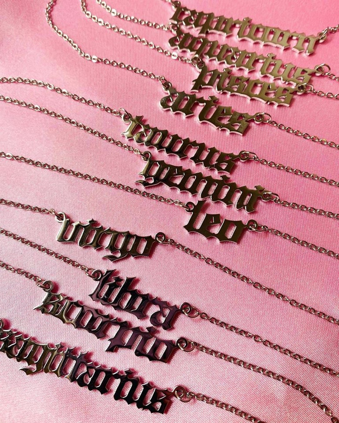 Zodiac Star Sign Necklace: Gothic Old English Stainless Steel Astrology ...