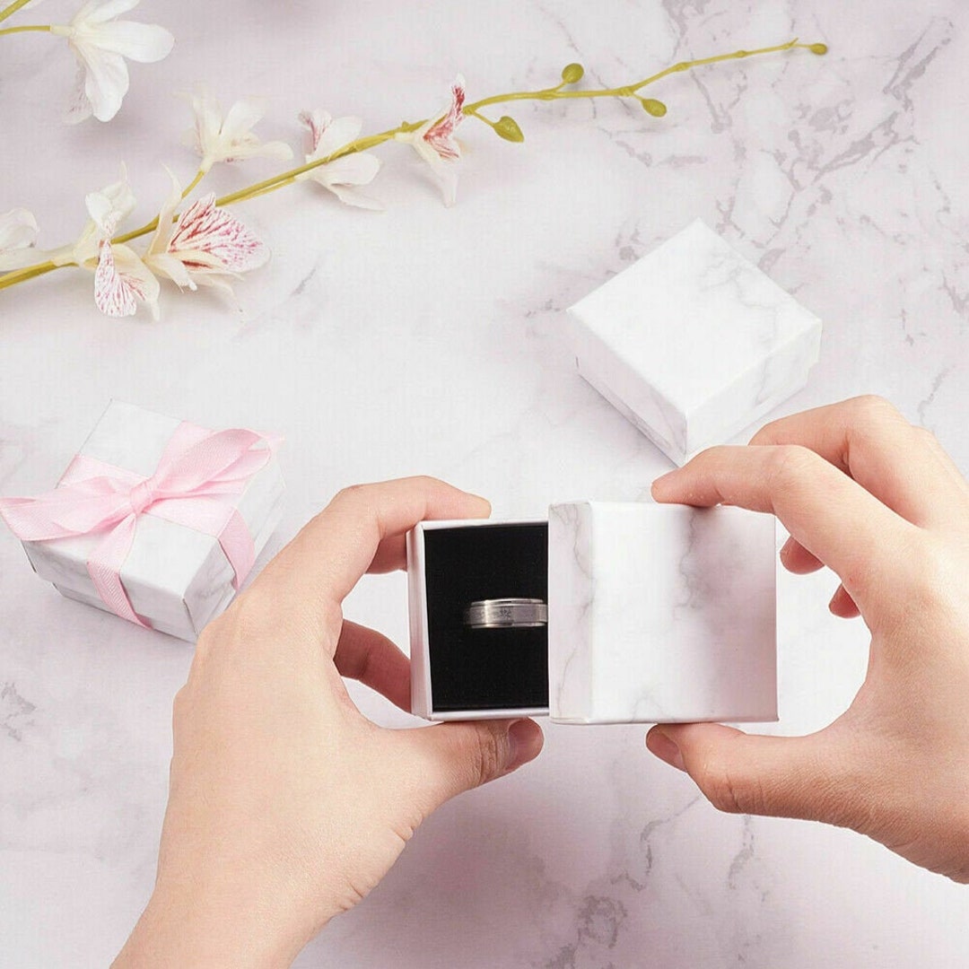Square Marble Print Jewellery Gift Box: Velvet Lined - Etsy UK