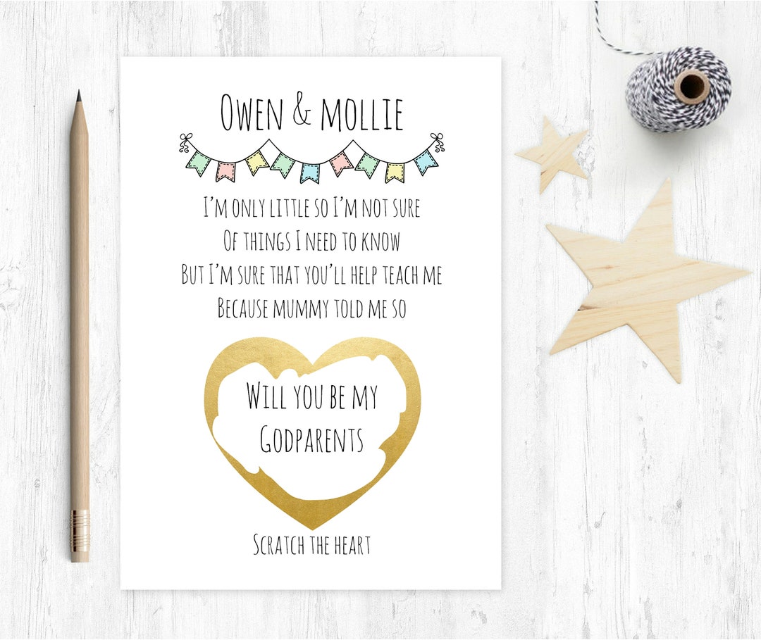 Godparent Proposal Scratch Card: Blue Floral Poem - Etsy UK