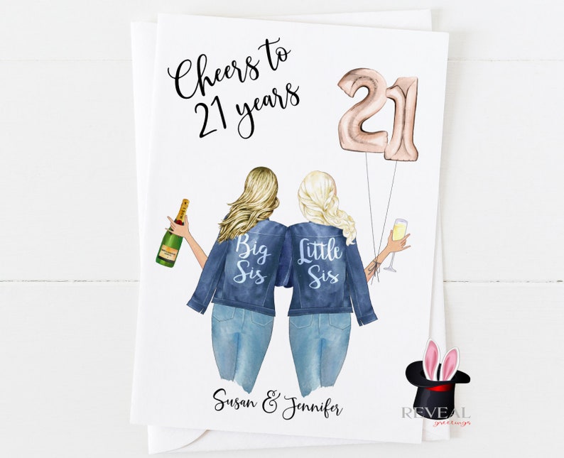 Sister 21st Birthday Card Personalised Sister Birthday Card Etsy