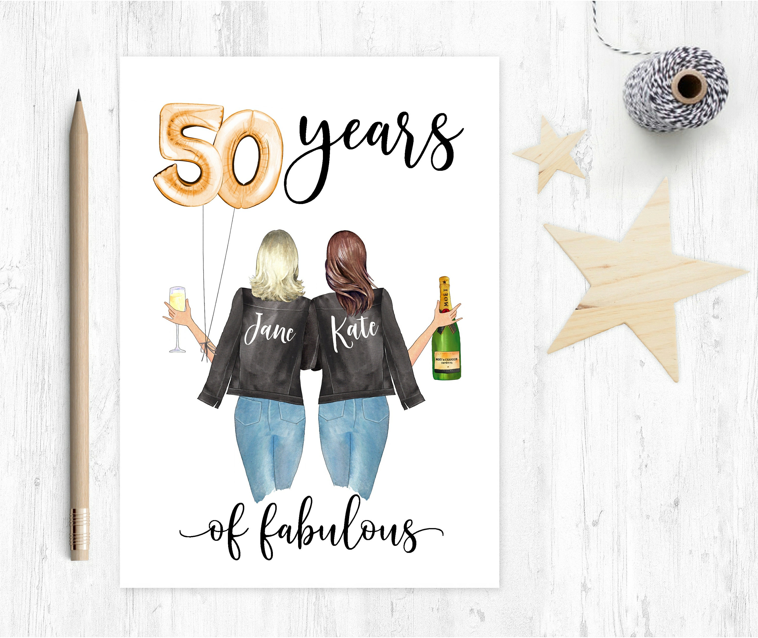 Best Friend 50th Birthday Card Sister 50th Birthday Card - Etsy UK