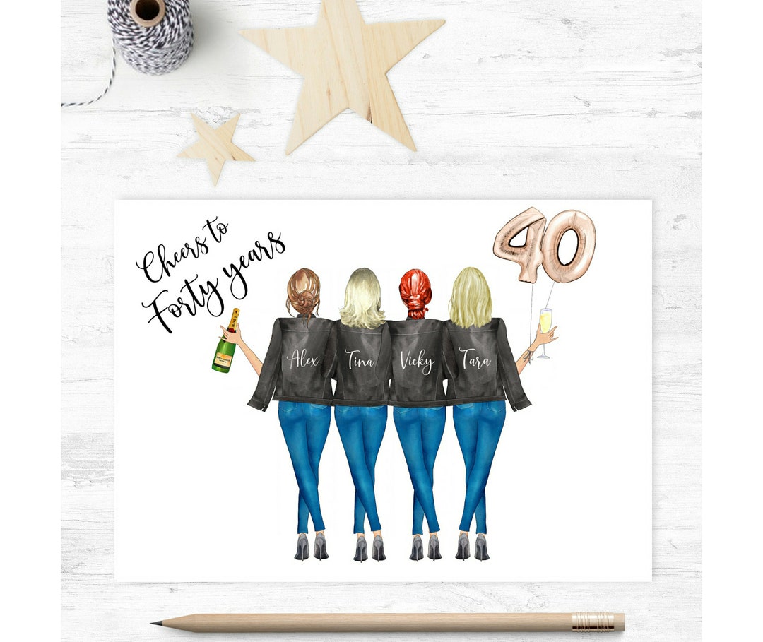 Best Friend 40th Birthday Card, Sister Birthday Card, Best Friends ...