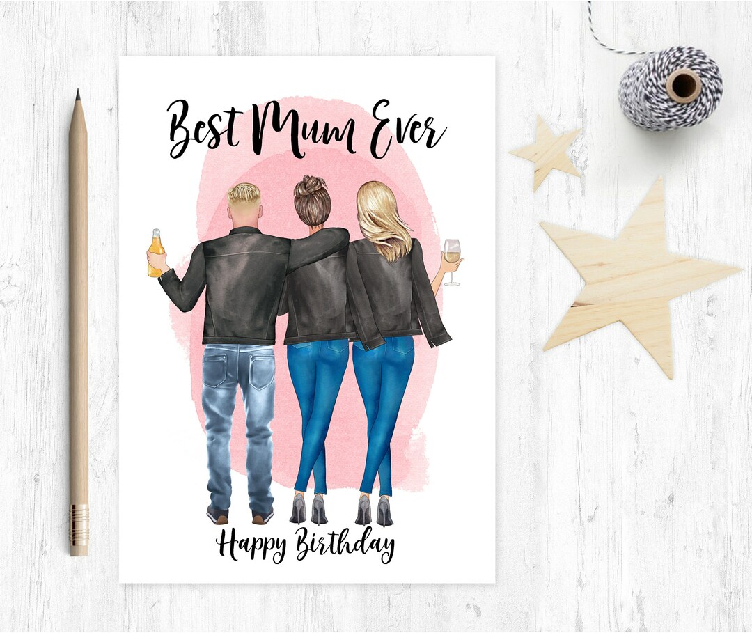 Personalized Mum Birthday Card From Daughter and Son - Etsy