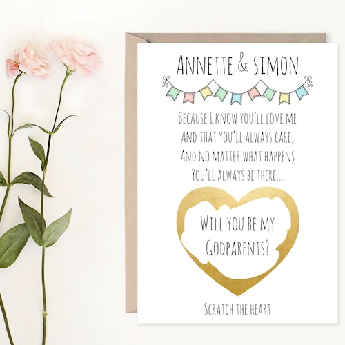 Cute Will You Be My Godparents Proposal Card Godmother - Etsy