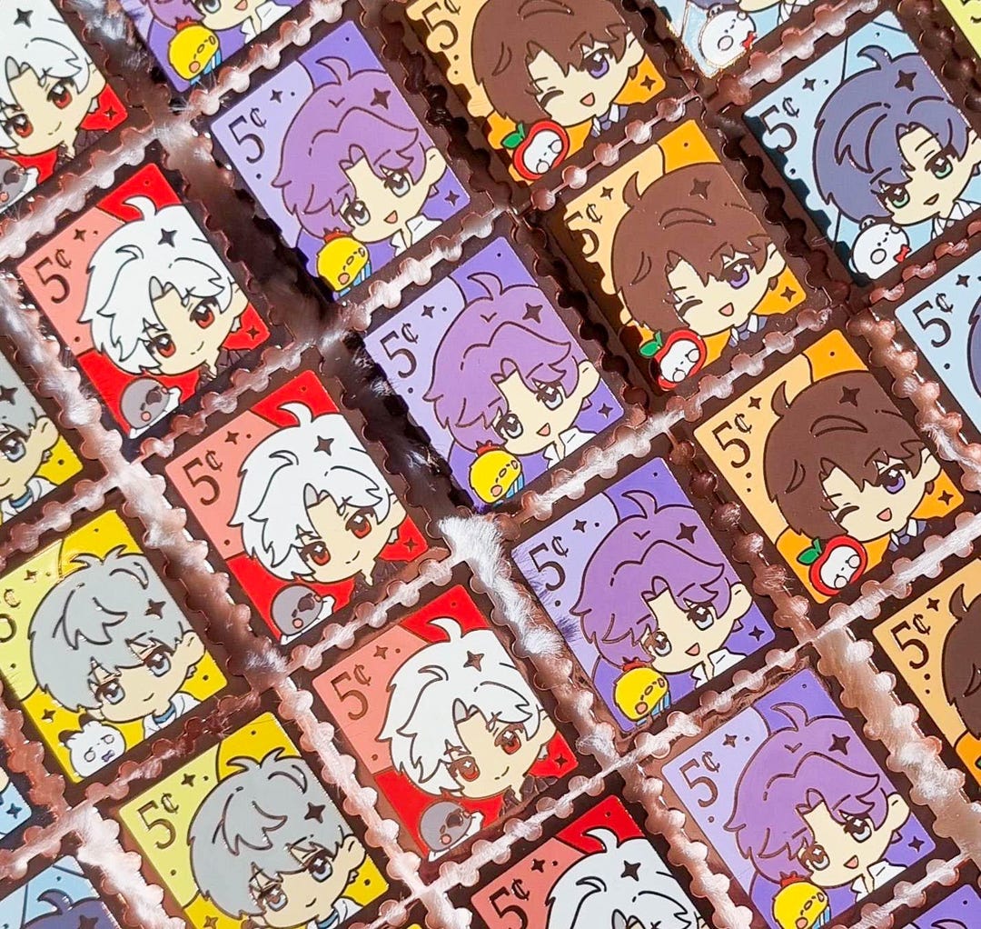 Cute Lads Stamp Enamel Pins Featuring Caleb, Rafayel, Sylus, Xavier and ...