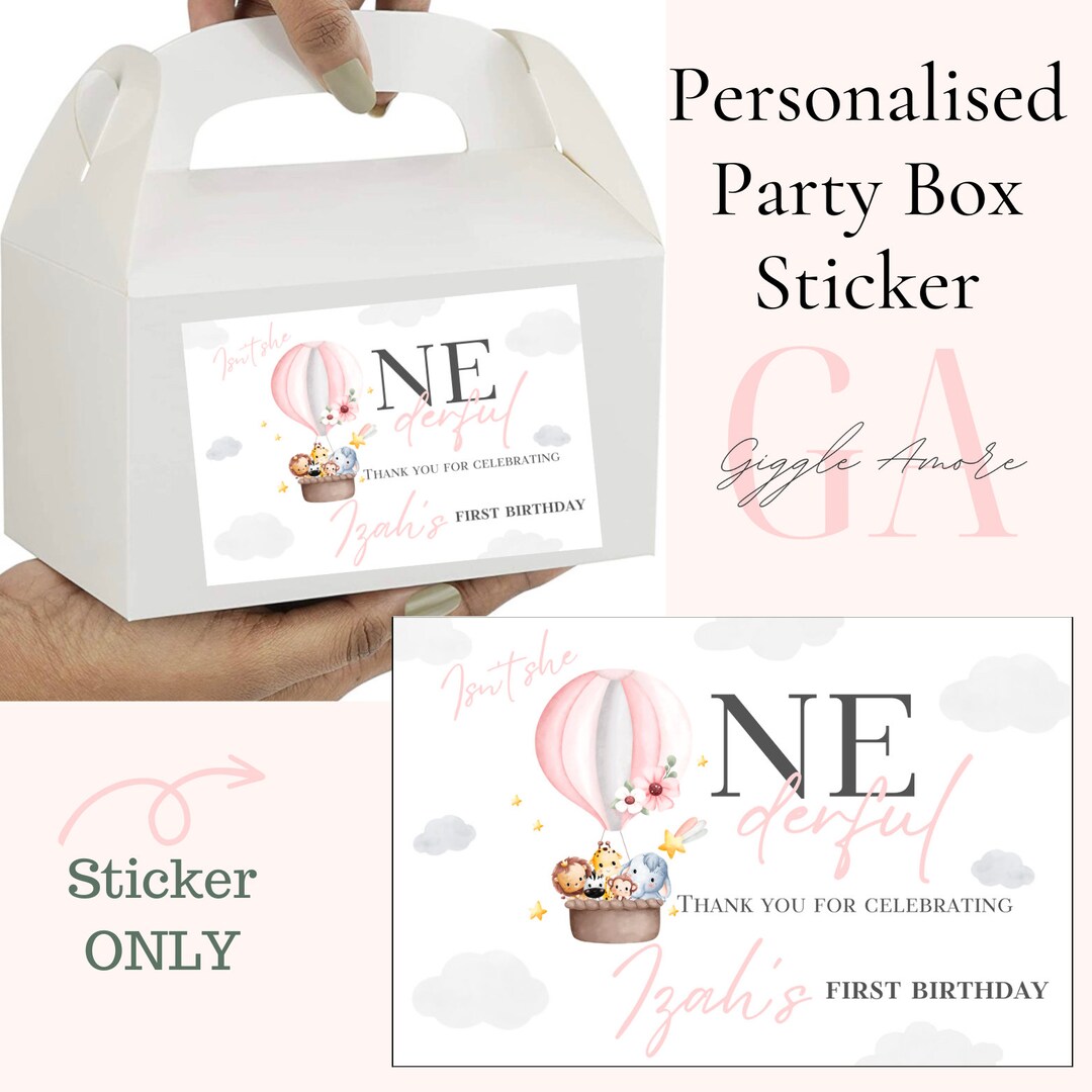 Personalised Party Box Stickers Gold White Box Bag Birthday - Etsy