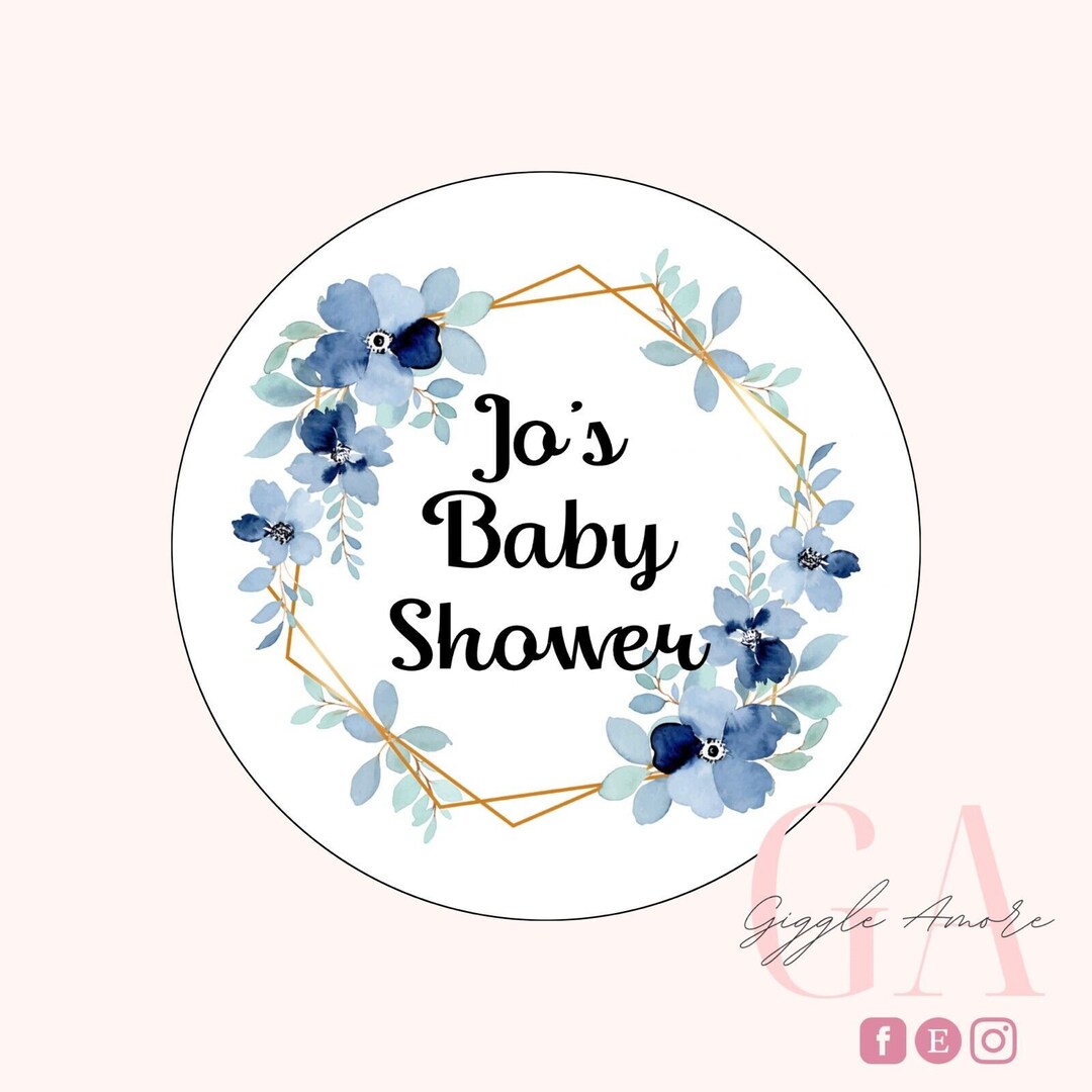 Personalised Baby Shower, Party Stickers, Floral Thank You for Coming ...