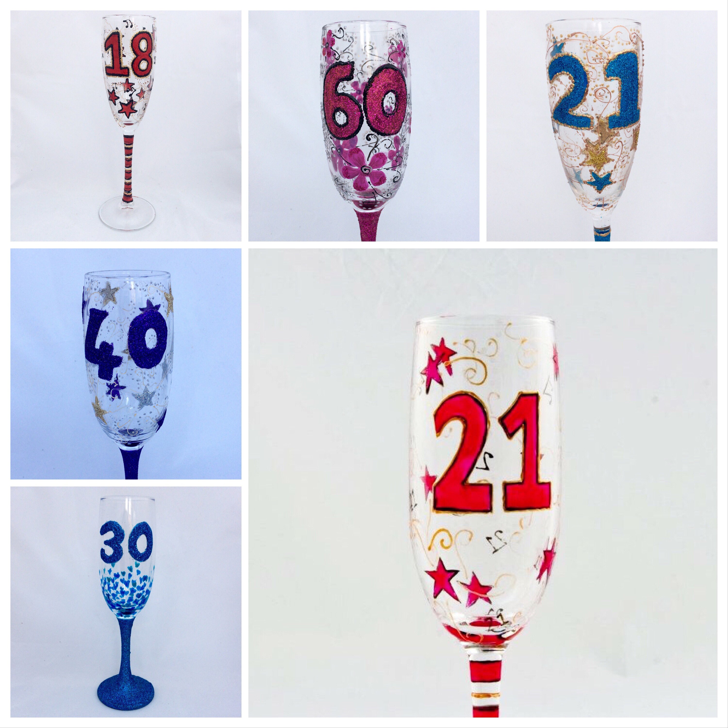 Milestone birthday glasses birthday champagne glasses 18th | Etsy
