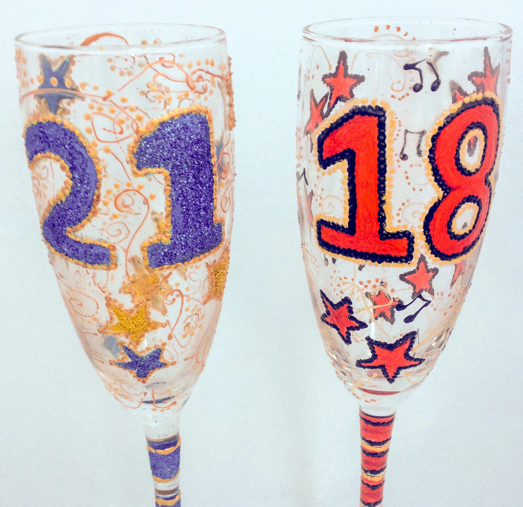 Milestone birthday glasses birthday champagne glasses 18th | Etsy
