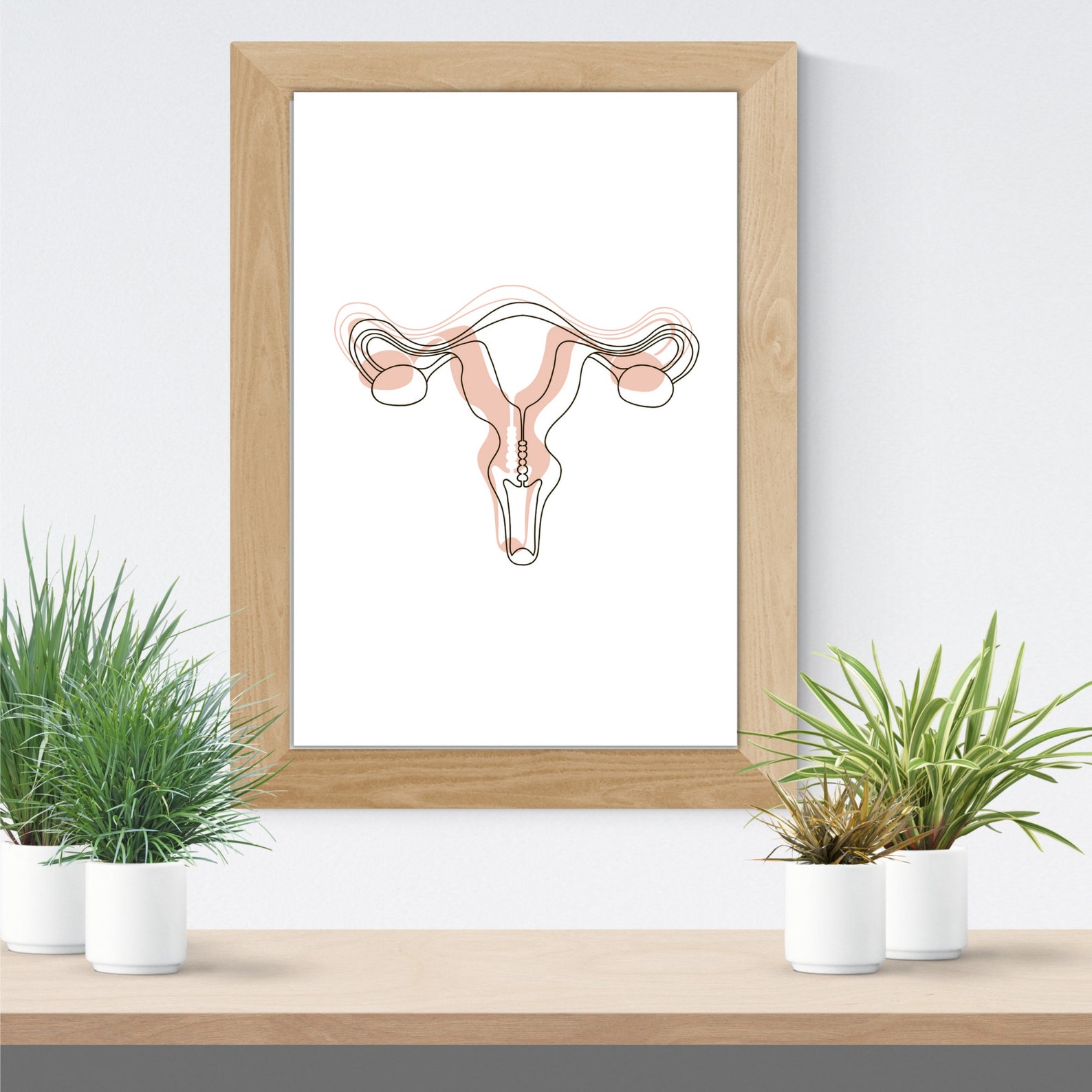 Uterus Feminine Pastel Line Art Minimalist Printable Instant Download ...