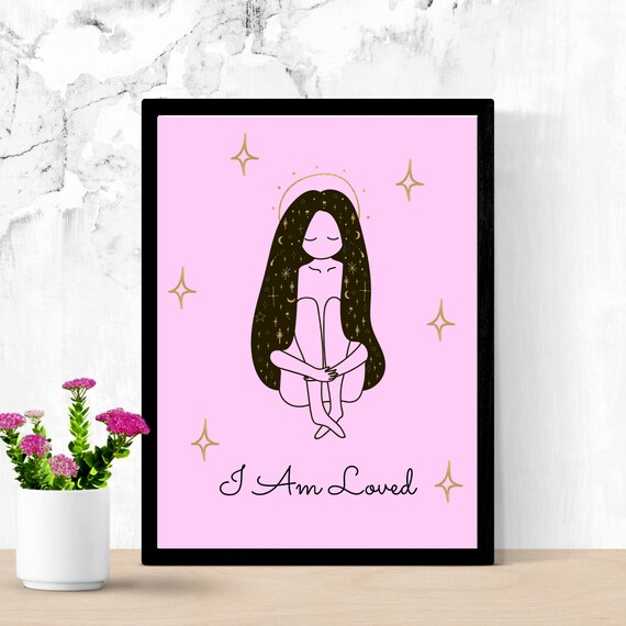 I Am Loved Affirmation Goddess Printable Wall Art - Etsy