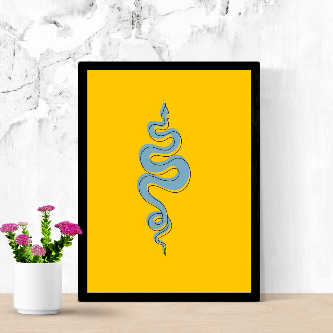 Snake Line Art Minimalist Boho Printable Instant Download Wall - Etsy