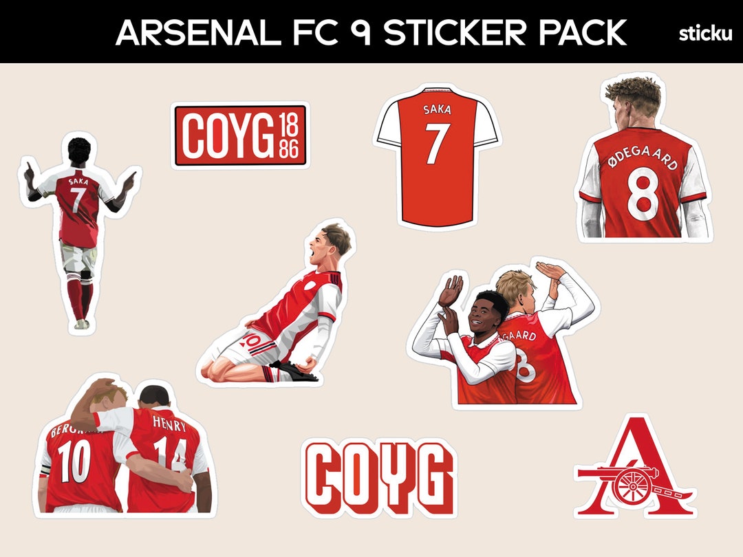 25% OFF Set of 9 Arsenal Football Sticker Pack | Matte or Gloss Finish ...