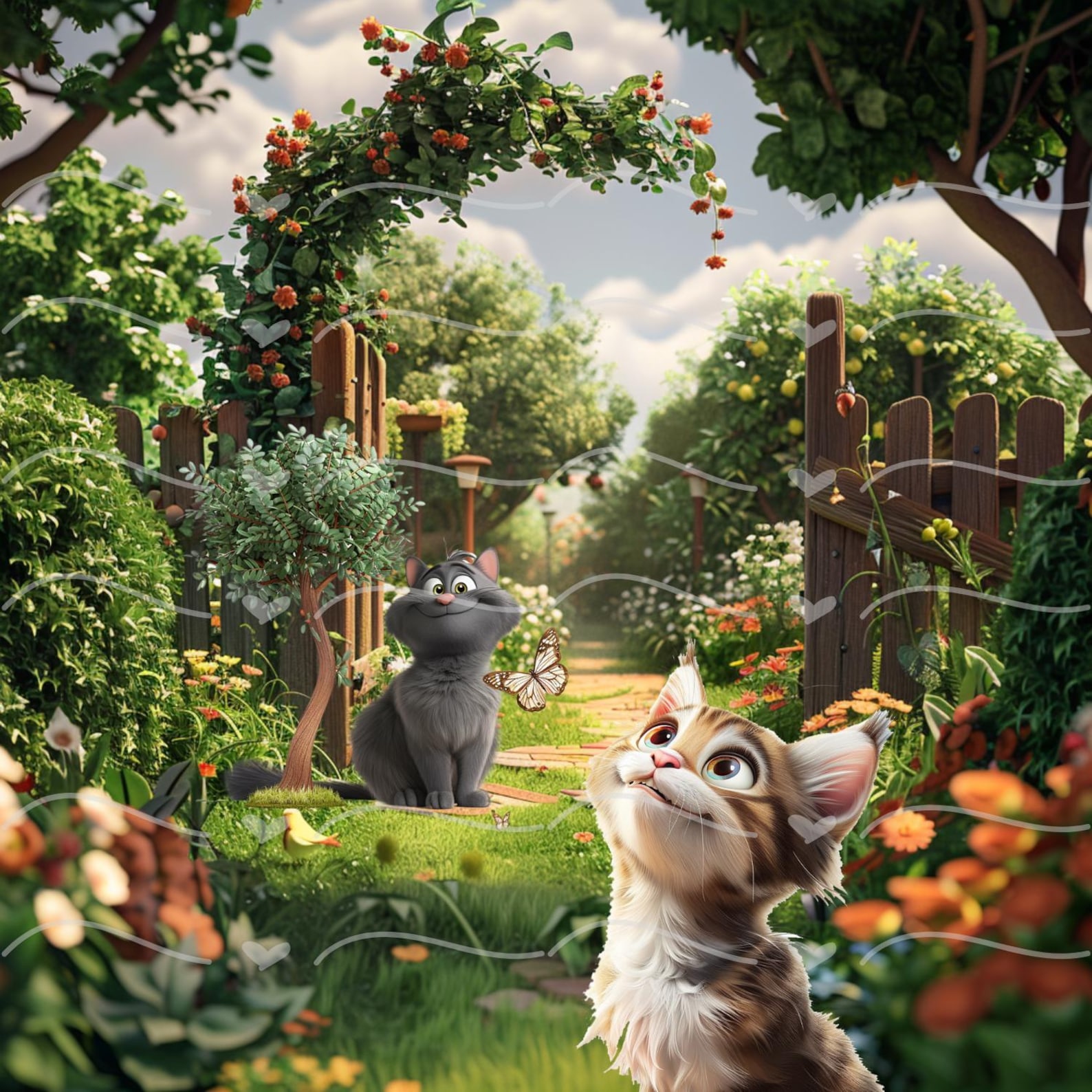 Cartoon Garden Backgrounds Clipart: (digital 300 DPI JPEG for ...
