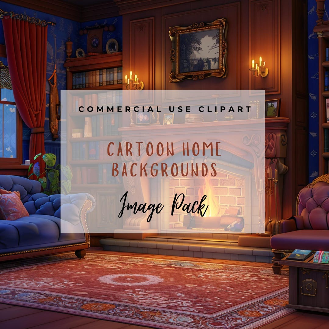 Cartoon Home Backgrounds Clipart: (digital 300 DPI JPEG for Commercial ...
