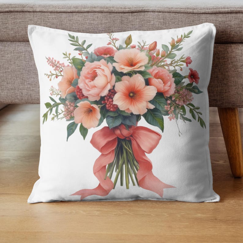 Single Pink Bouquet Transparent Flower Clipart Printable Illustration ...