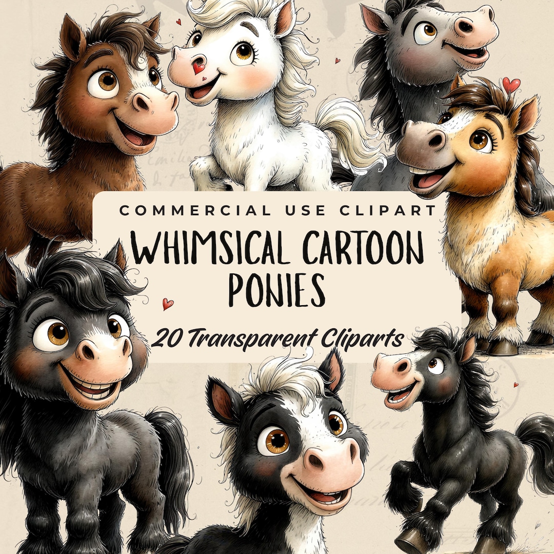 Whimsical Cartoon Ponies Transparent Clipart Images, Printable ...