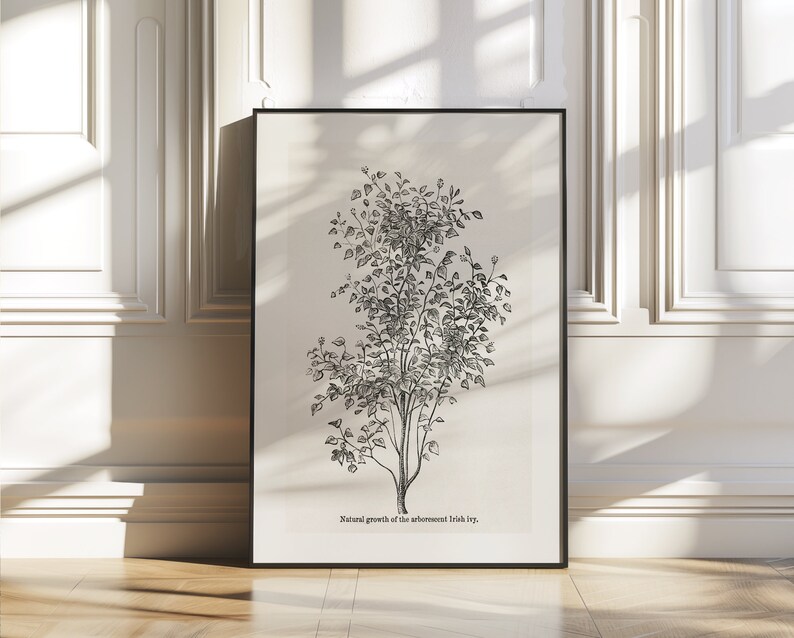 Vintage Tree Sketch . Rustic Tree Drawing . Neutral Botanical Print ...