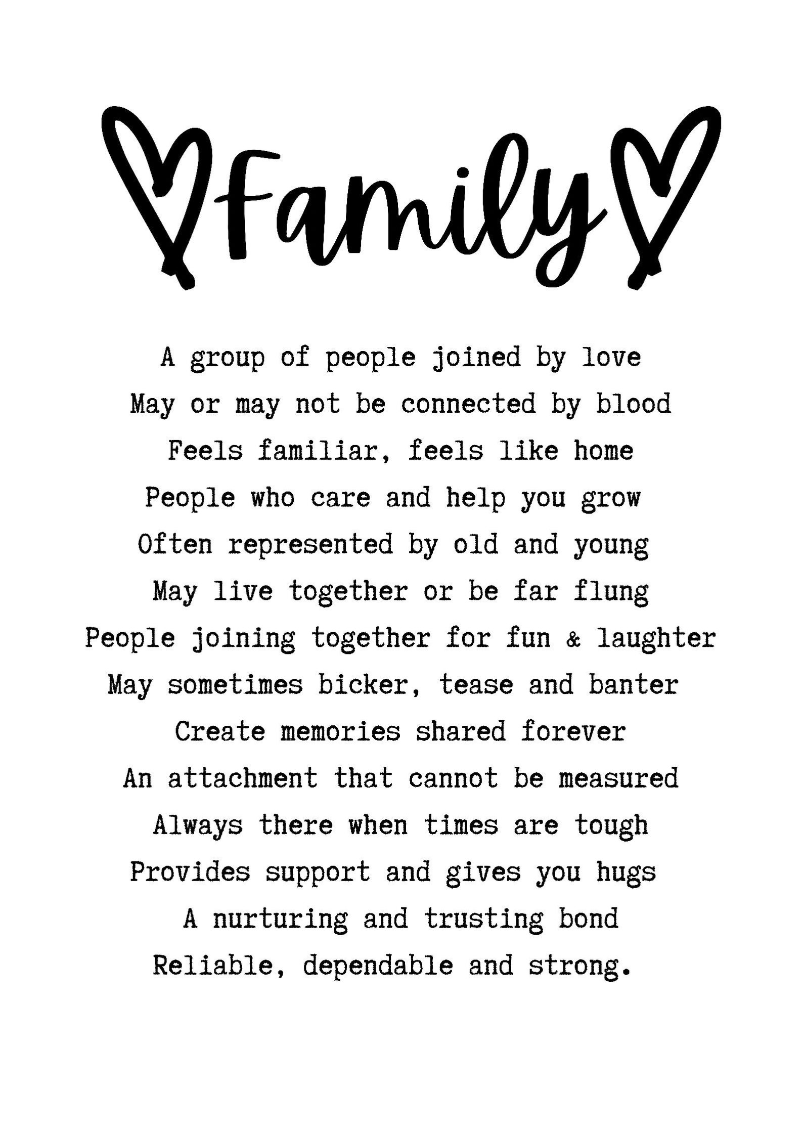 Family Poem Print Family Gift Family Love Wall Art Home Prints Family Poem Print Family Gift Family Love Wall Art Home Prints