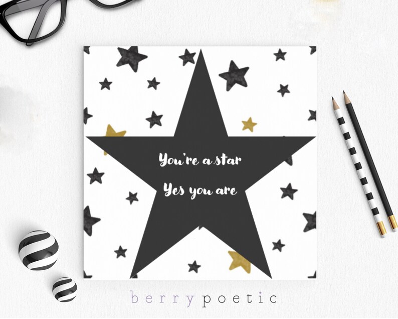 You're a Star Yes You Are Inspirational Poem Card - Etsy
