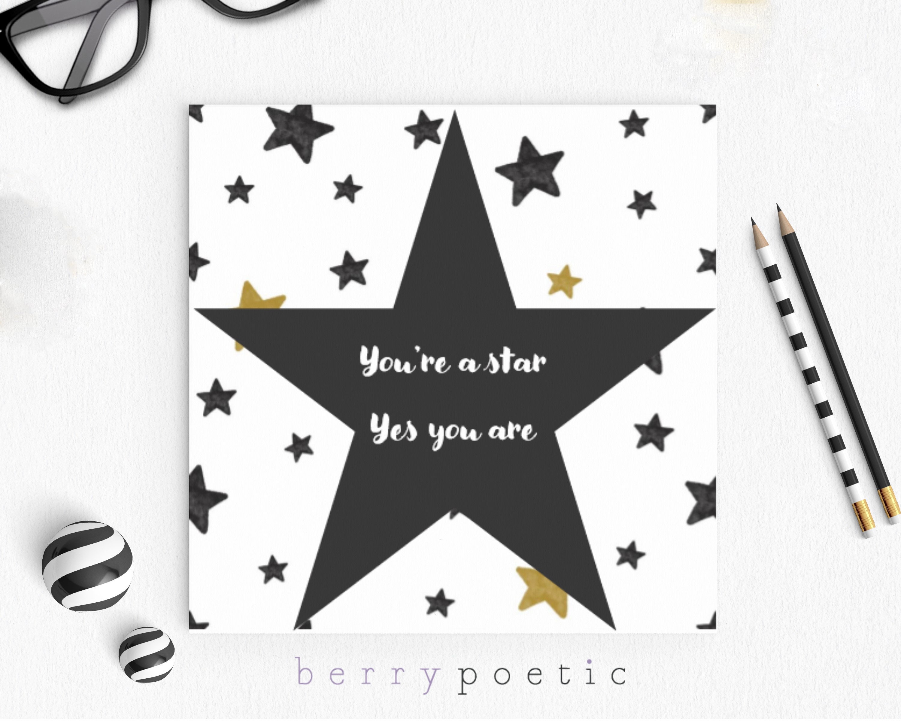 You're a Star Yes You Are Inspirational Poem Card - Etsy