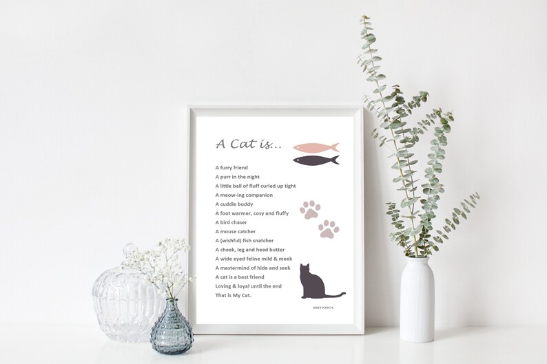 A Cat is Poem, Cat Poem, Cat Gift, Cat Lover, Cat Print, Personalised ...