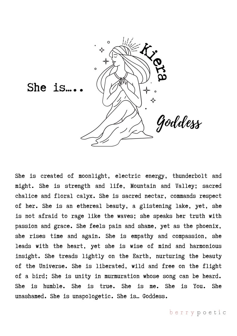 PDF She Is...goddess Poem Print, Female Empowerment, Affirmation Print ...