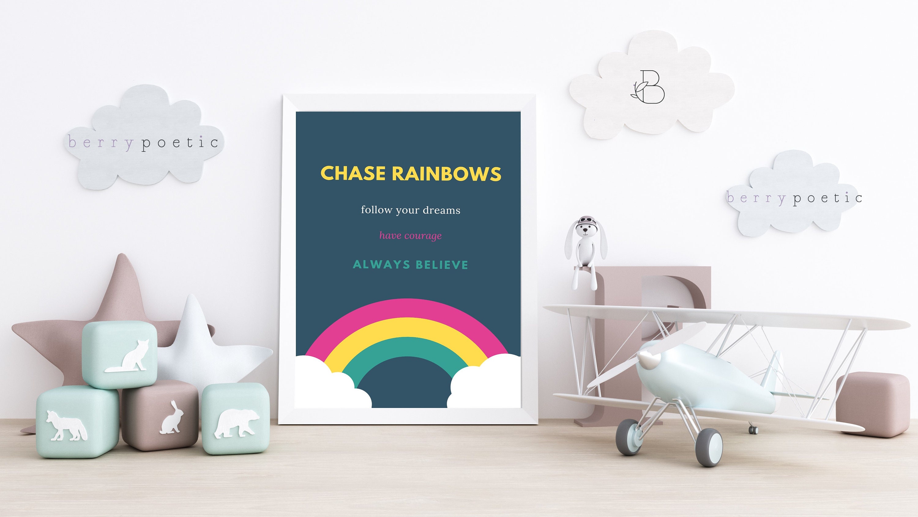 NEW Nursery Rhyme Print Chase Rainbows Children's - Etsy