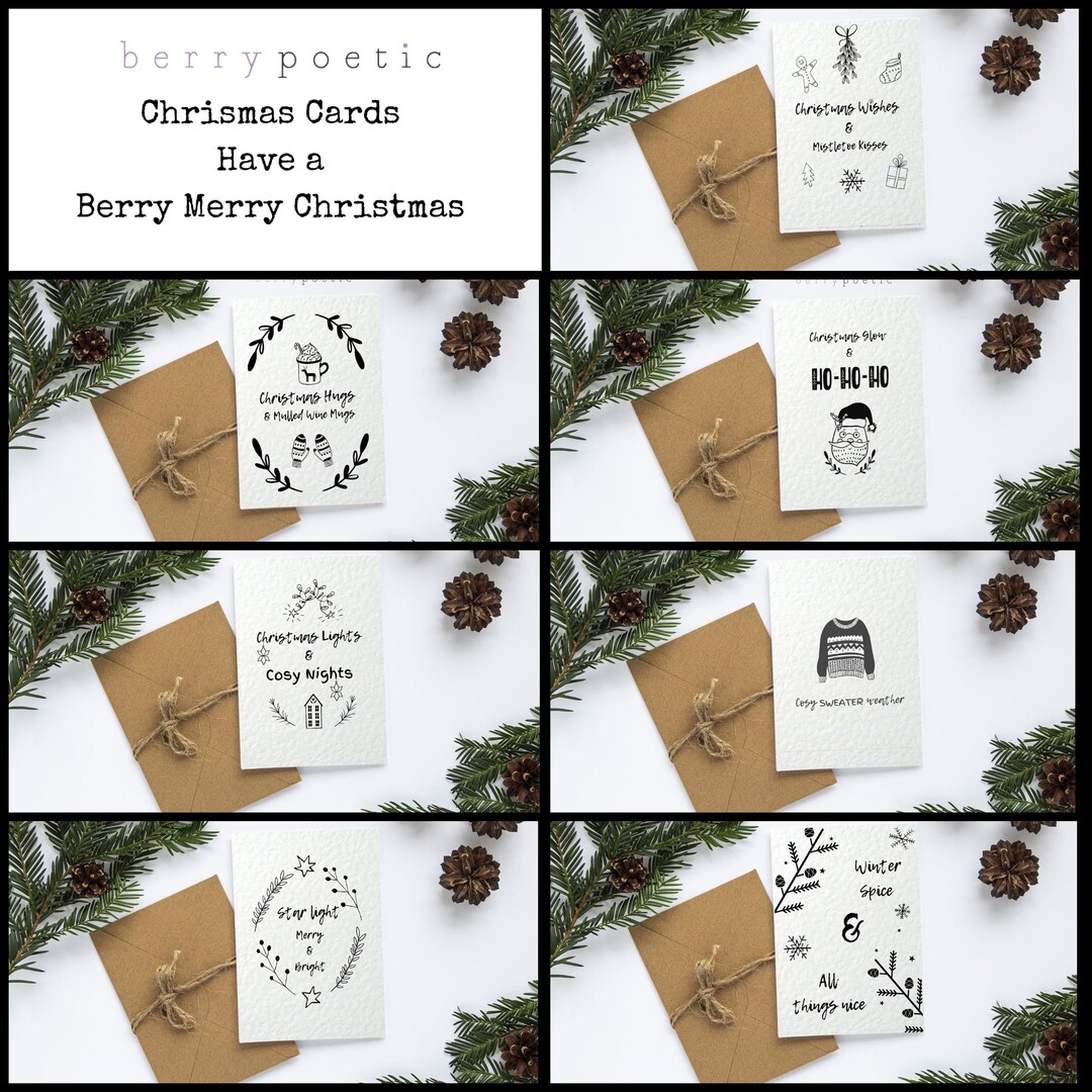 Christmas Cards Eco Friendly Cards Festive Card Merry - Etsy