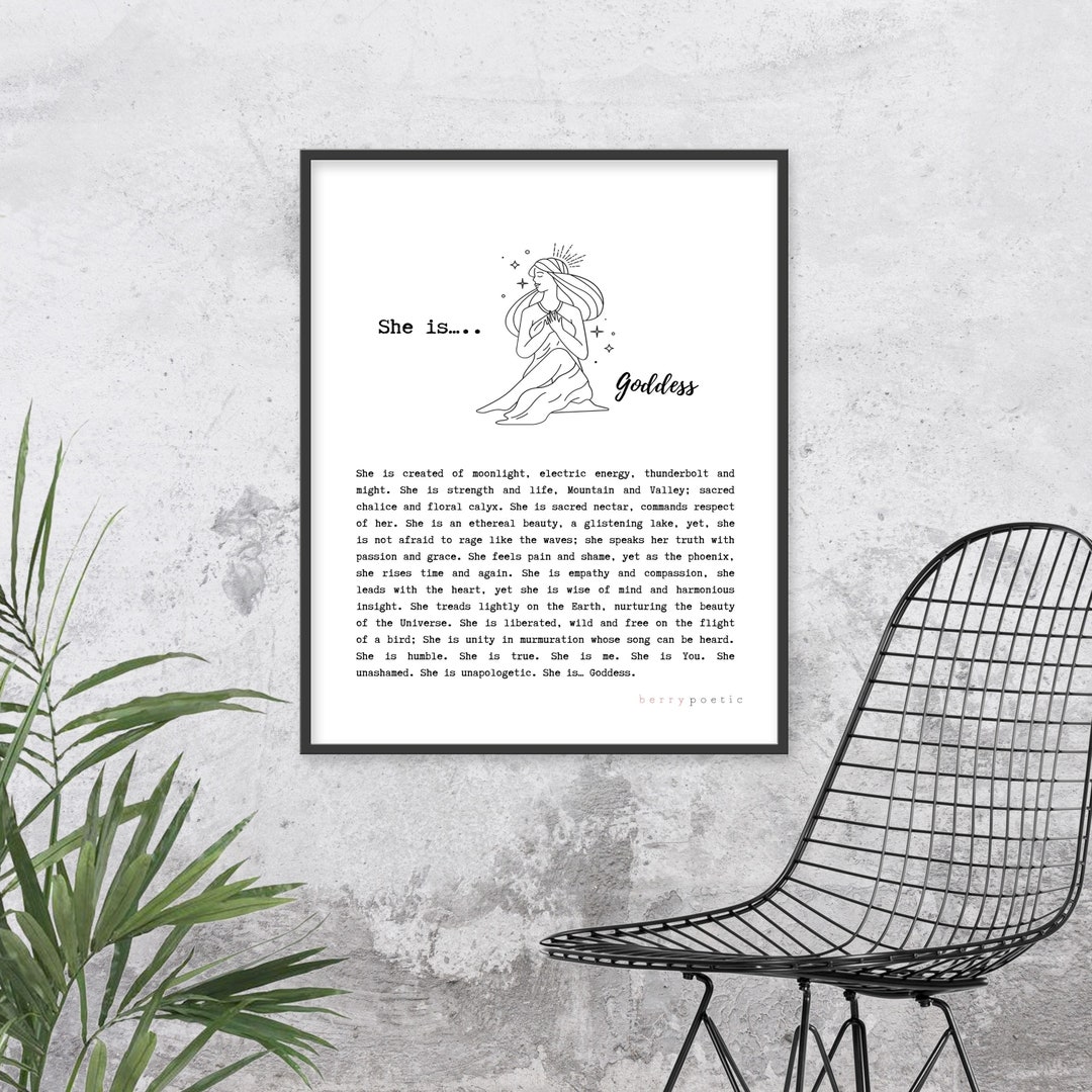 PDF She Is...goddess Poem Print, Female Empowerment, Affirmation Print ...