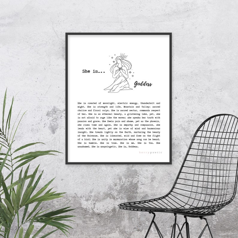 PDF She Is...goddess Poem Print, Female Empowerment, Affirmation Print ...
