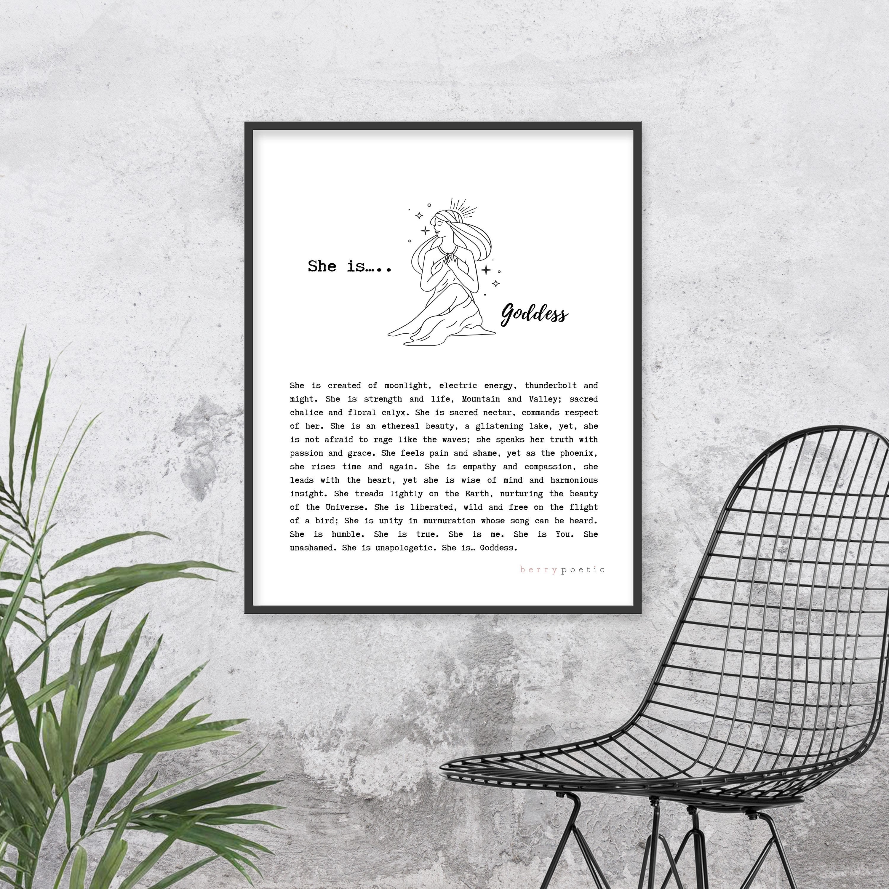 She Is...goddess Poem Print, Female Empowerment, Affirmation Print ...