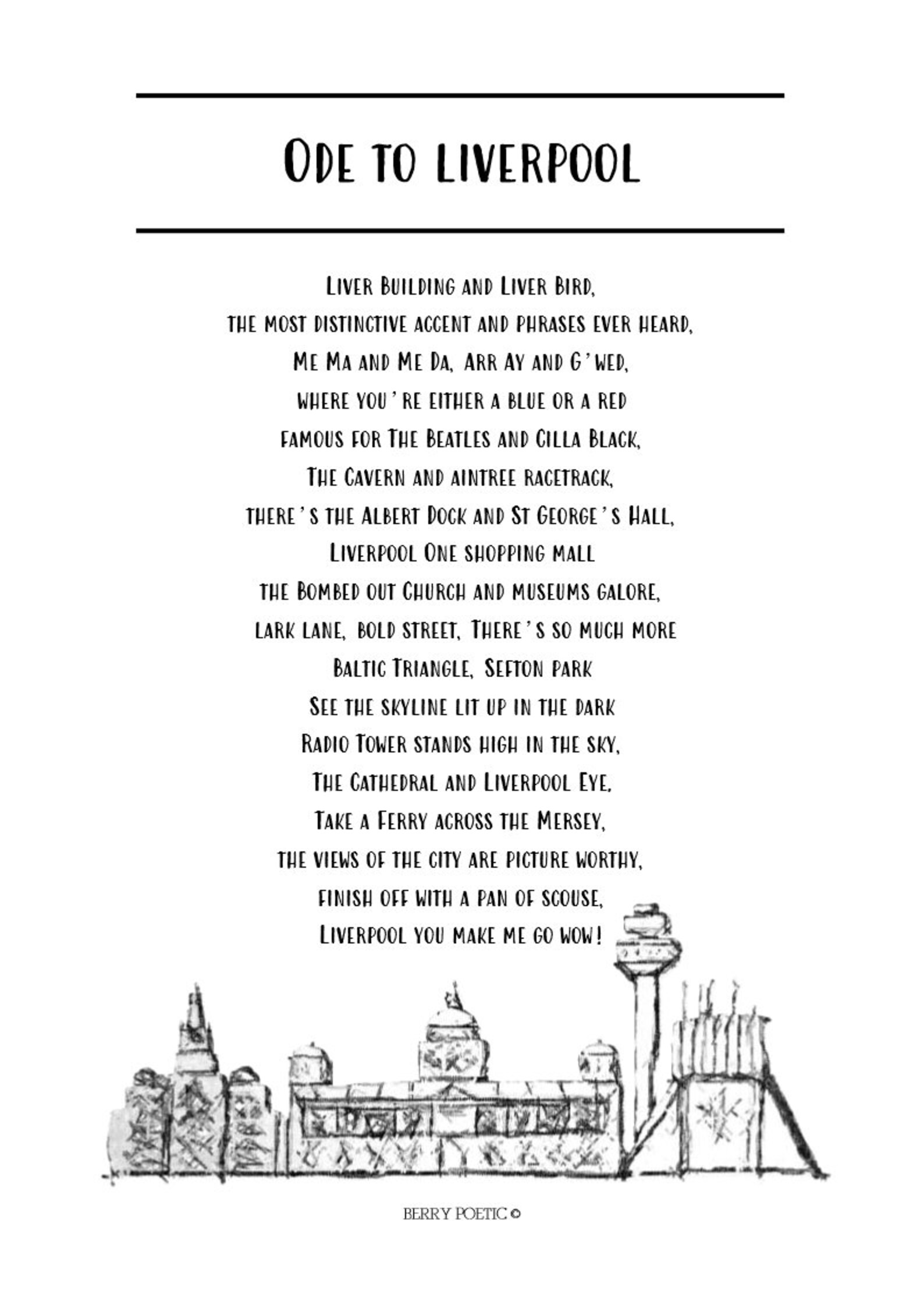 LIVERPOOL Poem, Places Poem, Favourite Places, Town & City Souvenirs - Etsy