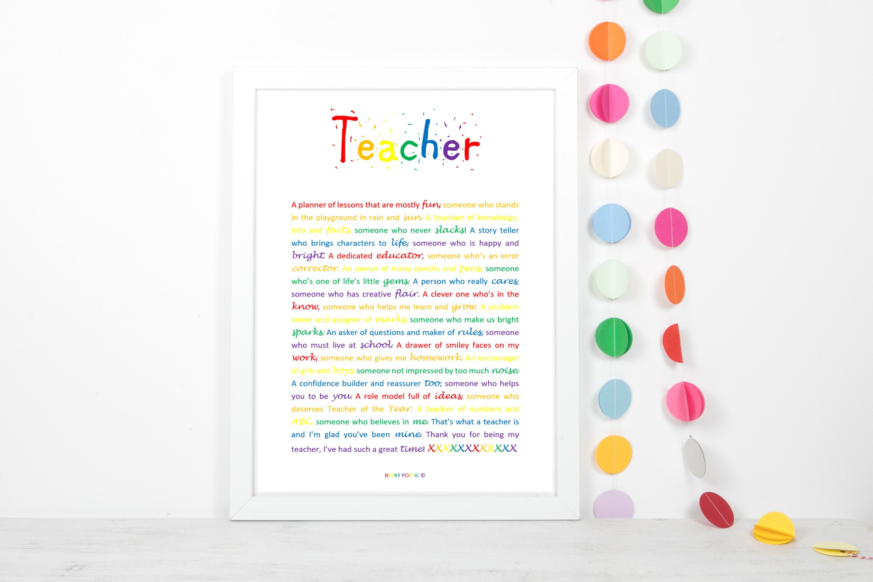 Teacher Poem, Teacher Gift, Special Teacher, School Present, Teacher ...