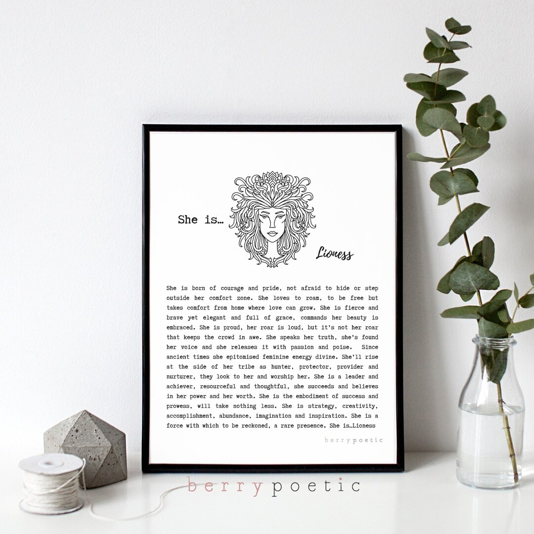 PDF She Is...lioness Poem Print, Female Empowerment, Affirmation, Girl ...