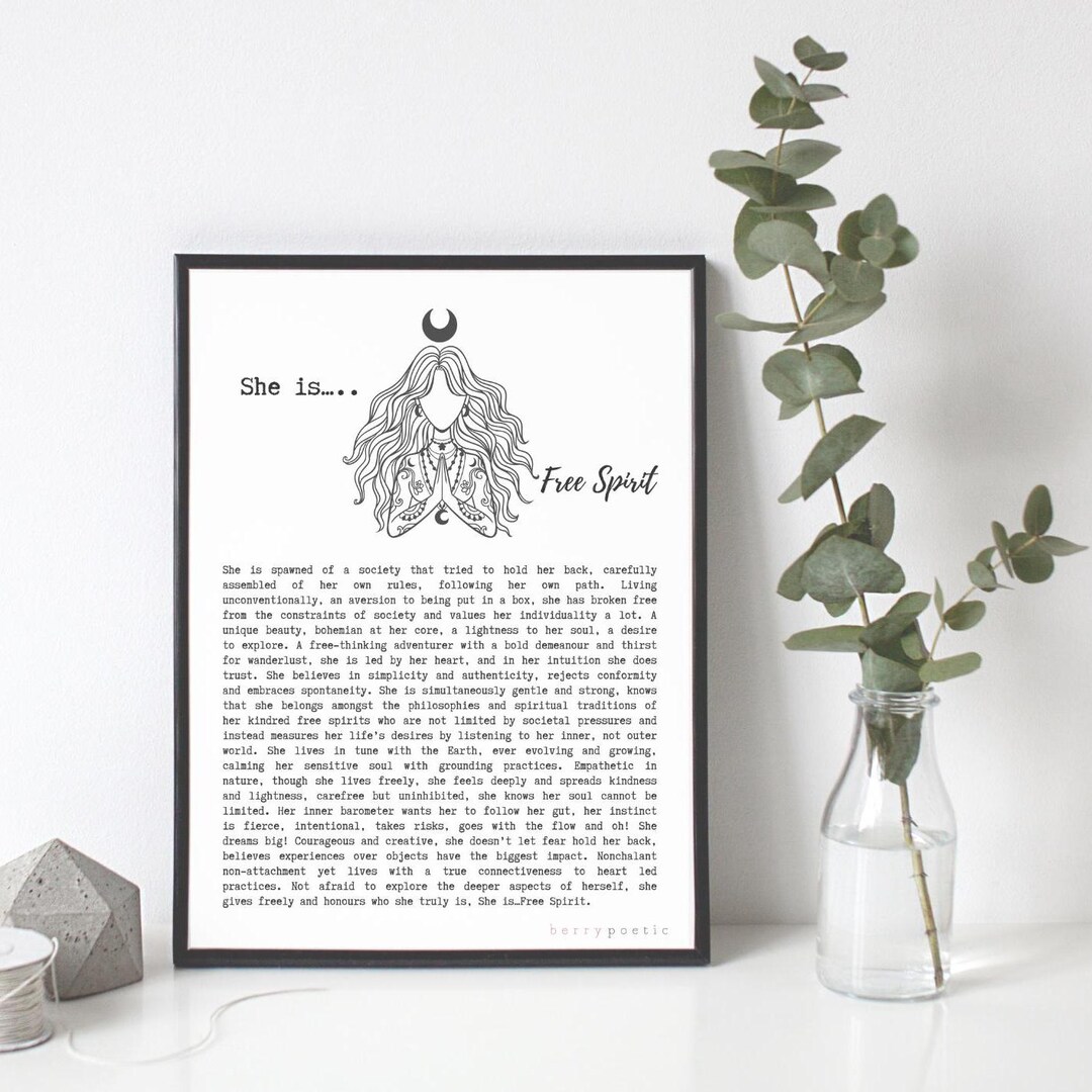 PDF She Is...free Spirit Poem Print, Female Empowerment, Affirmation ...