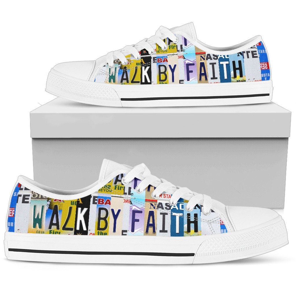 Walk by Faith Low Top Shoes: Custom License Plate Sneakers - Etsy