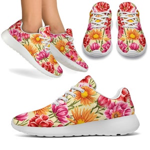 Colorful Flowers Sneakers Floral Design Custom Sneakers Floral Shoes ...