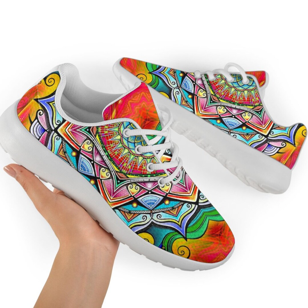 Mandala Sunrise Custom Sneakers, Custom Shoes for Women, Low Top for ...