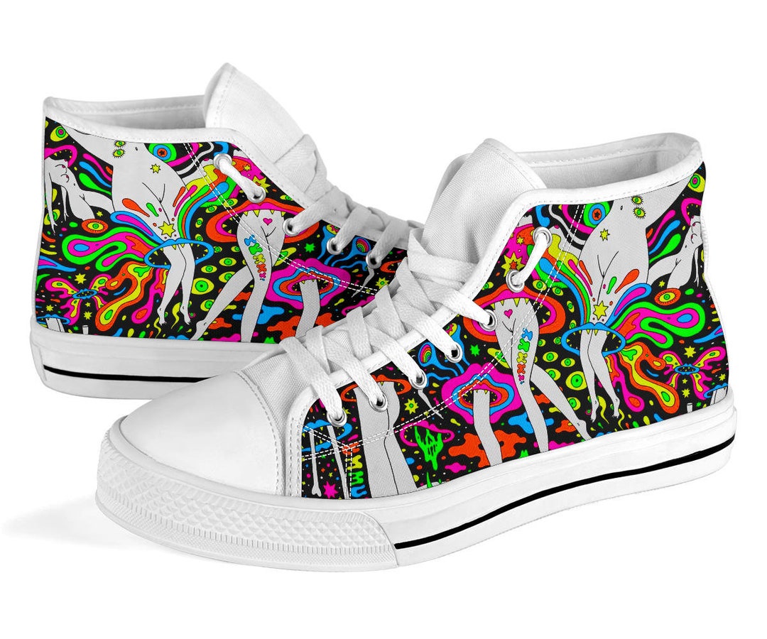 Psychedelic Art High Tops for Women, Colorful Canvas Shoes for Men ...