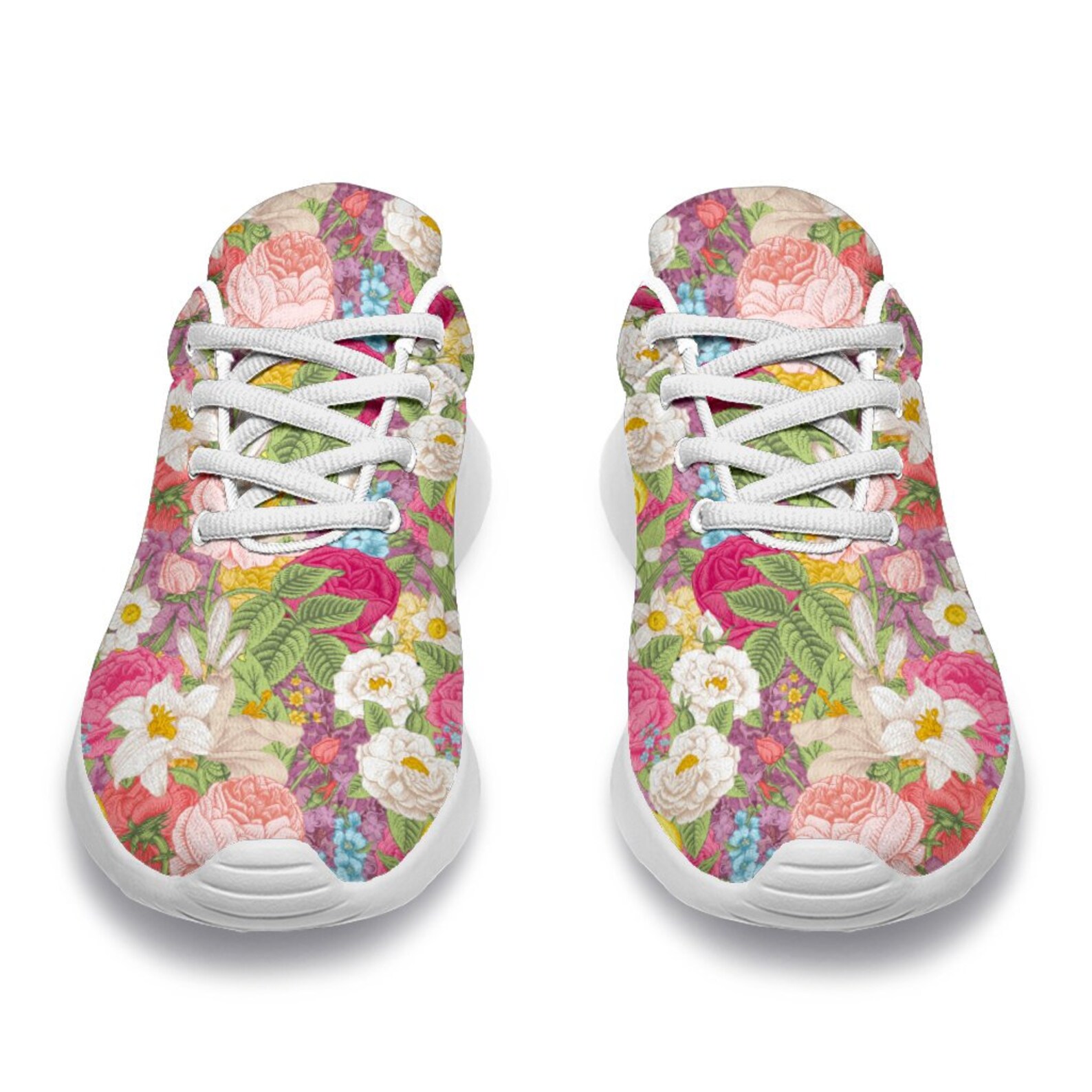 Colorful Flowers Sneakers Floral Custom Sneakers Floral Shoes | Etsy