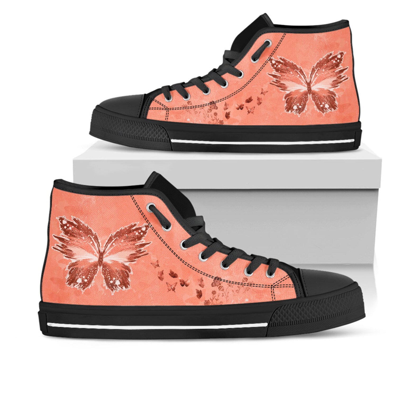 High Top Butterflies Design Women Shoes Gift for Her Unique - Etsy