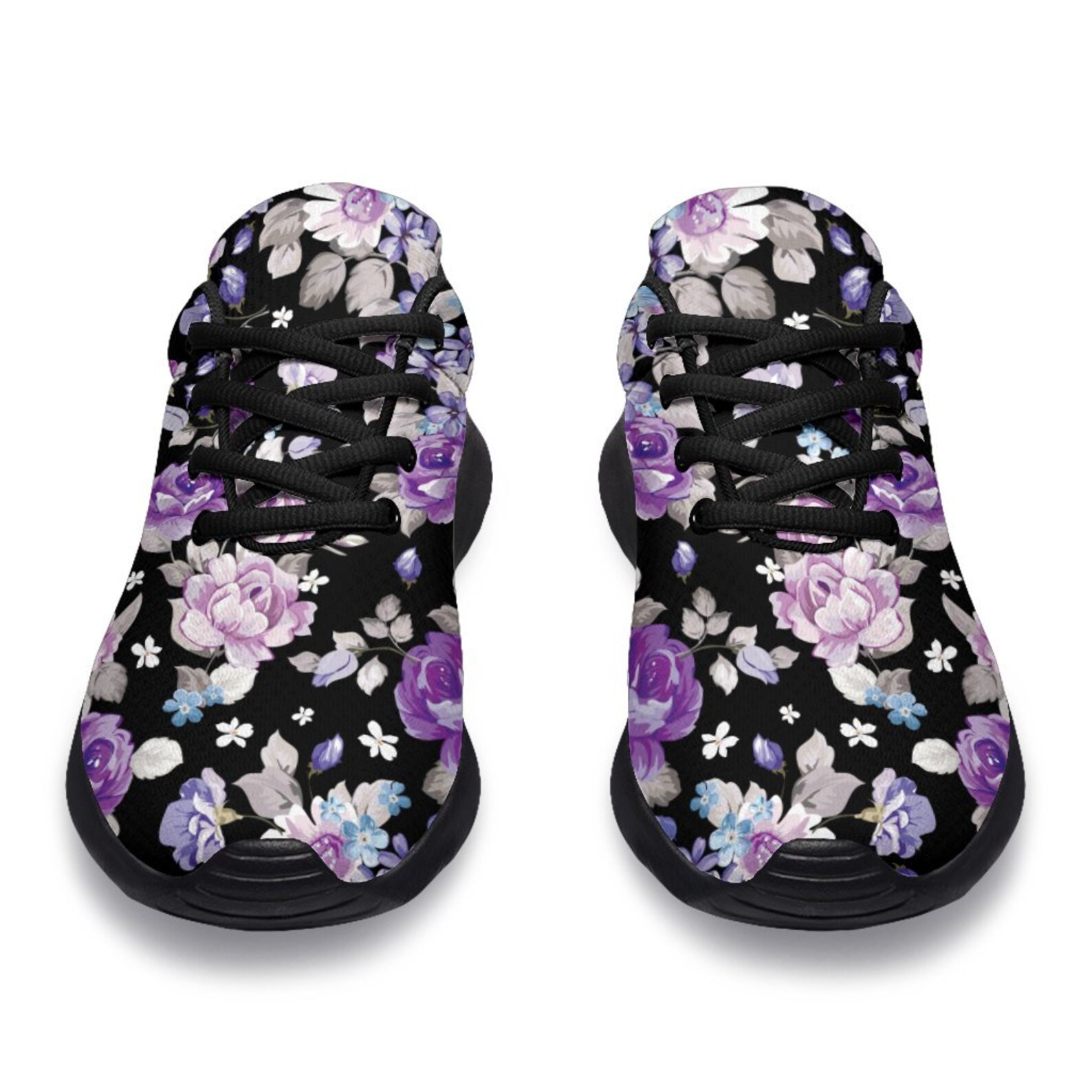 Purple Flowers Sneakers Floral Design Custom Sneakers Floral - Etsy