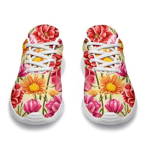 Colorful Flowers Sneakers Floral Design Custom Sneakers Floral Shoes ...