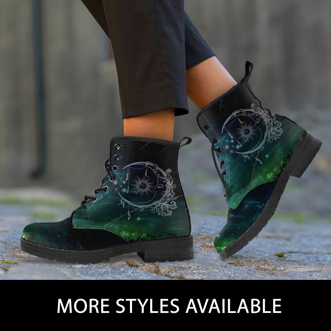 Sun and Moon Vegan Leather Combat Boots: Custom Ankle Boots - Etsy